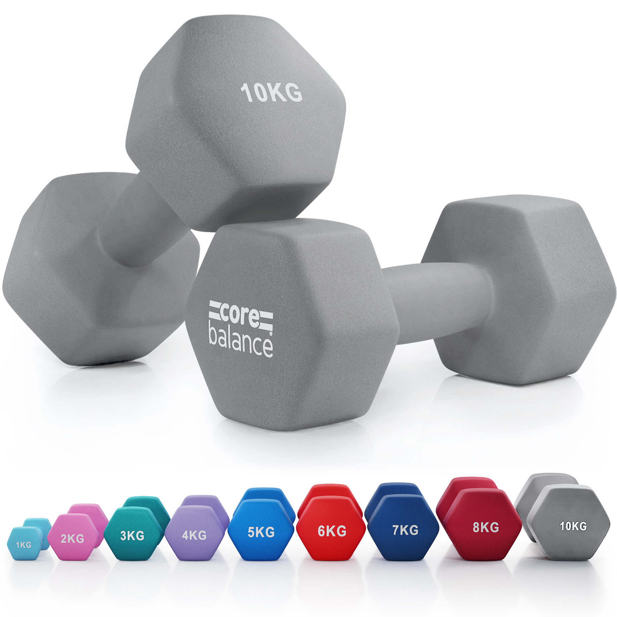 Neoprene Hex Dumbbells Set Of 2 Cast Iron Hexagonal Hand Weights Core ...