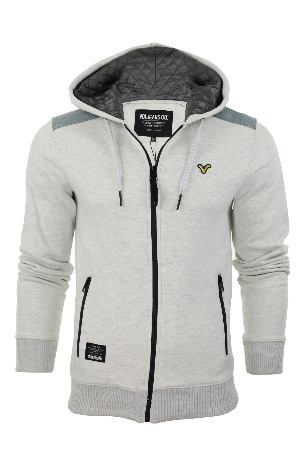 Mens Voi Jeans Critical Hood Hooded/ Hoodie Jumper Jacket Sweat With ...
