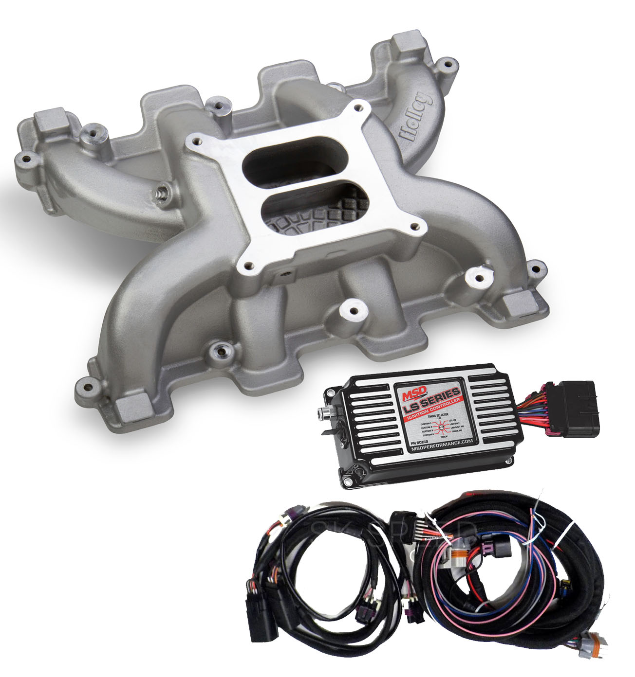 LS Cathedral Port Carb Conversion Holley 300-130 Dual Plane Intake/MSD ...