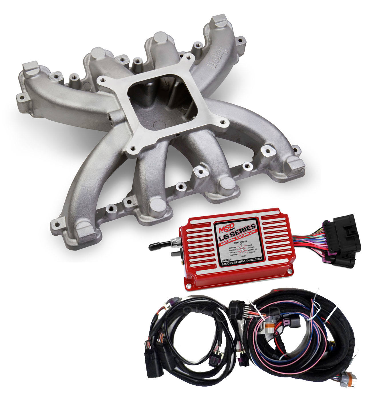 LS Cathedral Port Carb Conversion Holley 300-130 Dual Plane Intake/MSD ...