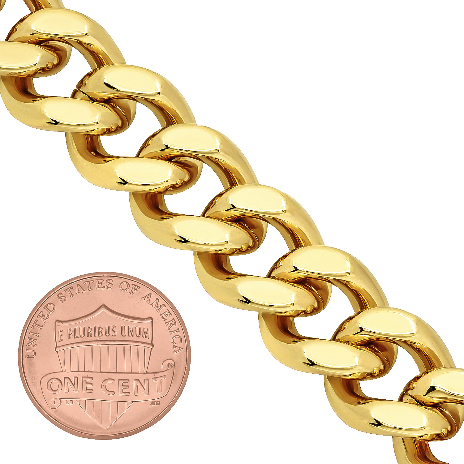 15mm 14k Gold Plated Flat Cuban Link Curb Chain