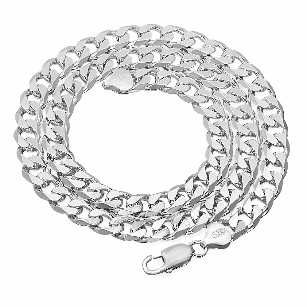 3mm - 17mm .925 Sterling Silver Beveled Cuban Link Chain or Bracelet, 7 ...
