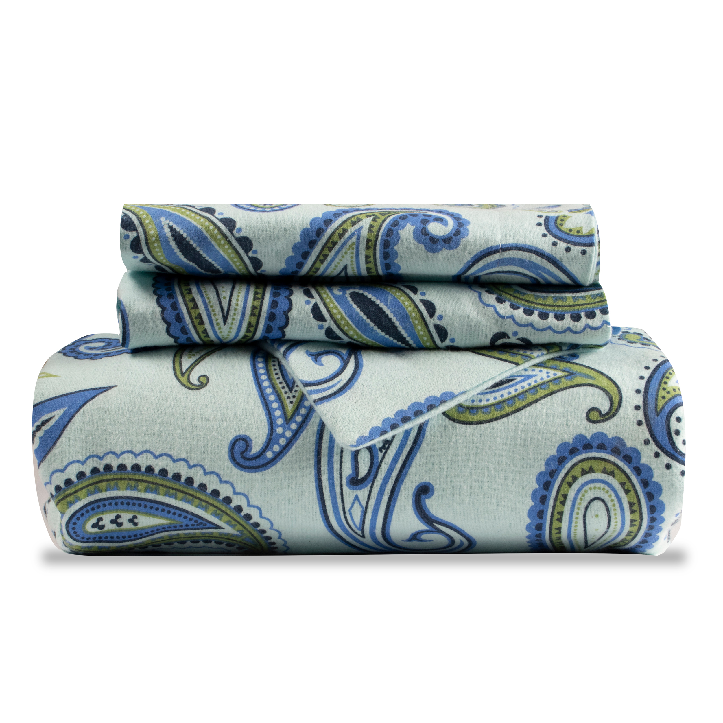 Extra Soft Reversible Cotton Flannel Paisley Duvet Cover Set by Blue ...