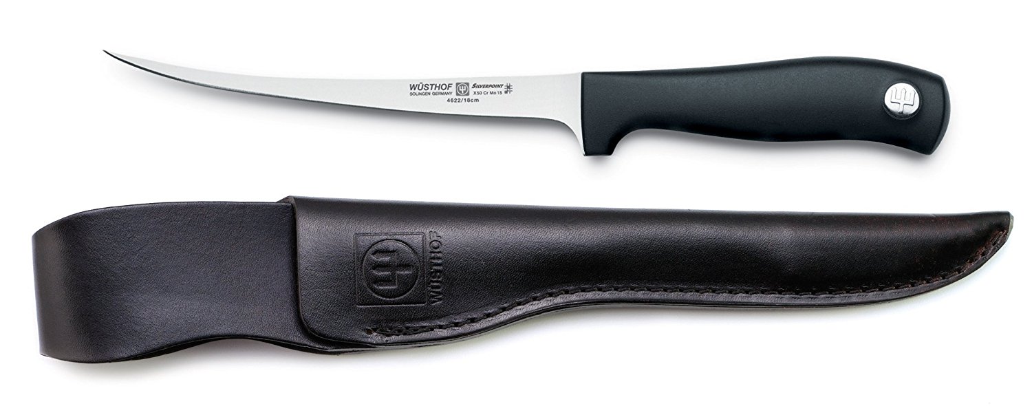Wusthof Silverpoint ll 7-Inch Fish Fillet Knife with Leather Sheath ...