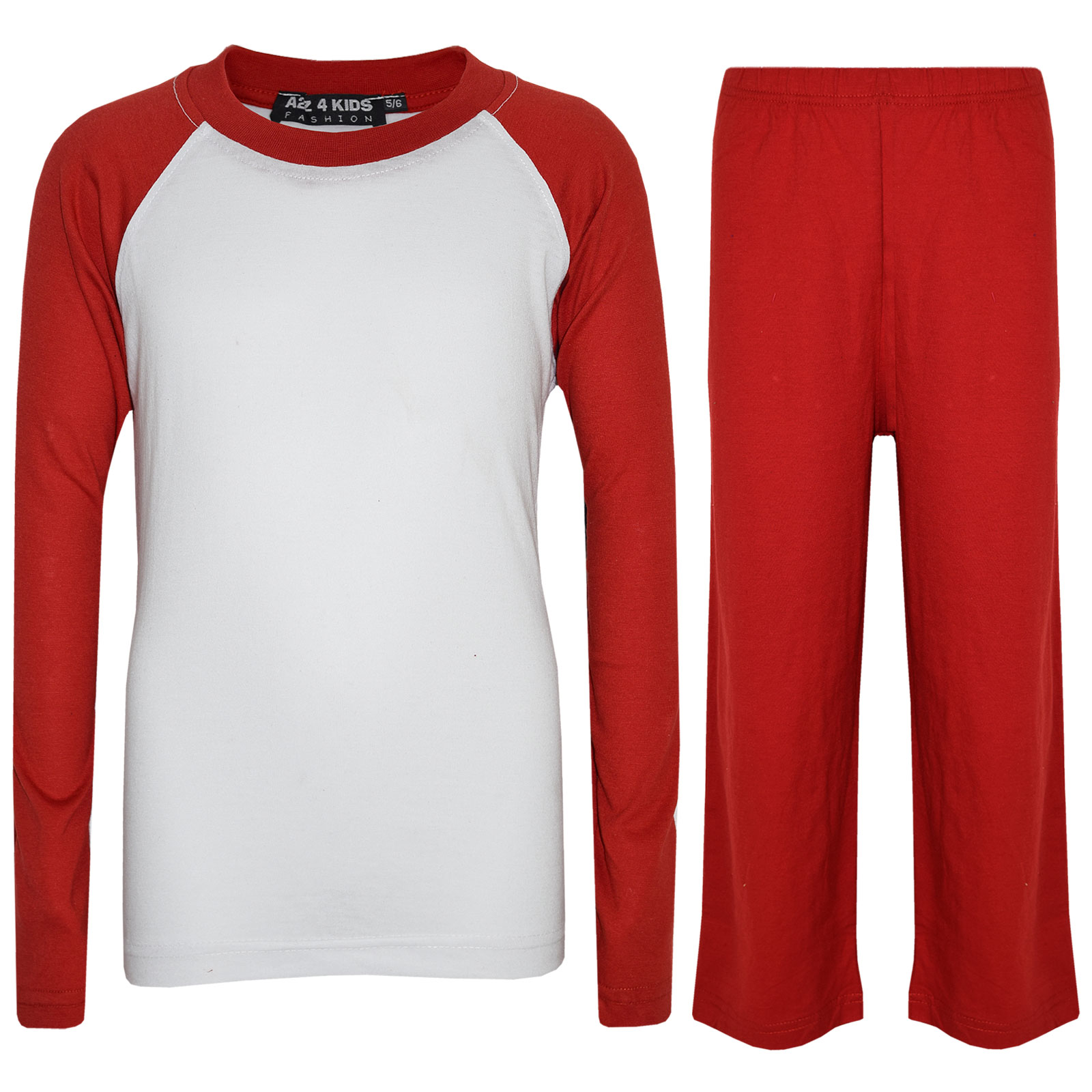Kids Girls Boys PJs Plain Color Stylish Color Cotrast Pajamas Set Age 5 ...