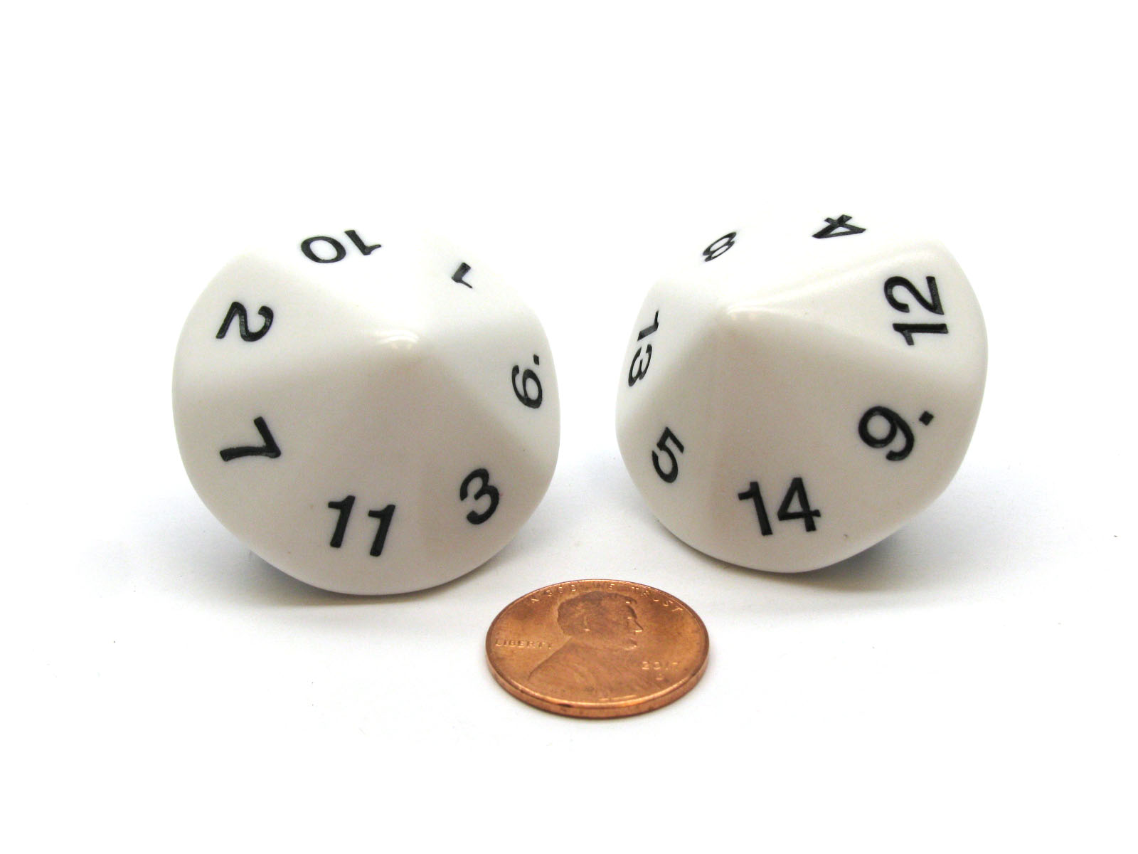 Pack Of 2 D14 Dice Numbered 1 To 14 White With Black Numbers EBay