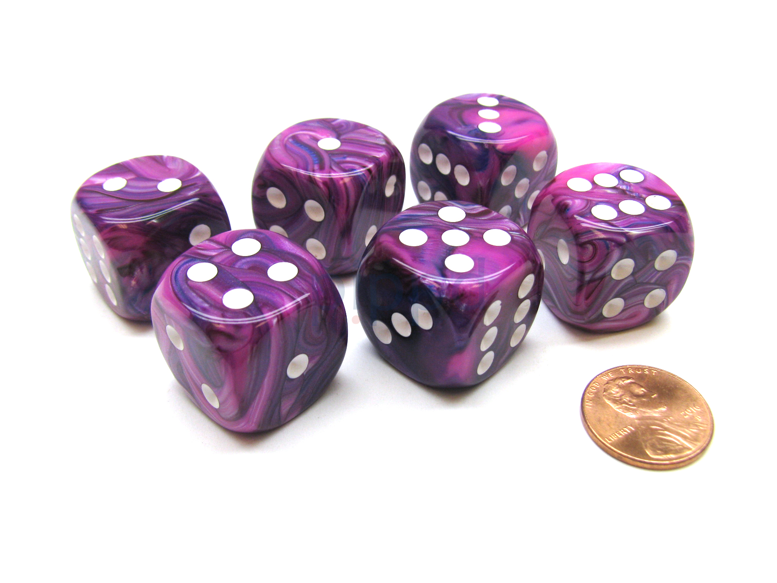 Festive 20mm Big D6 Chessex Dice 6 Pieces Violet With White Pips Ebay