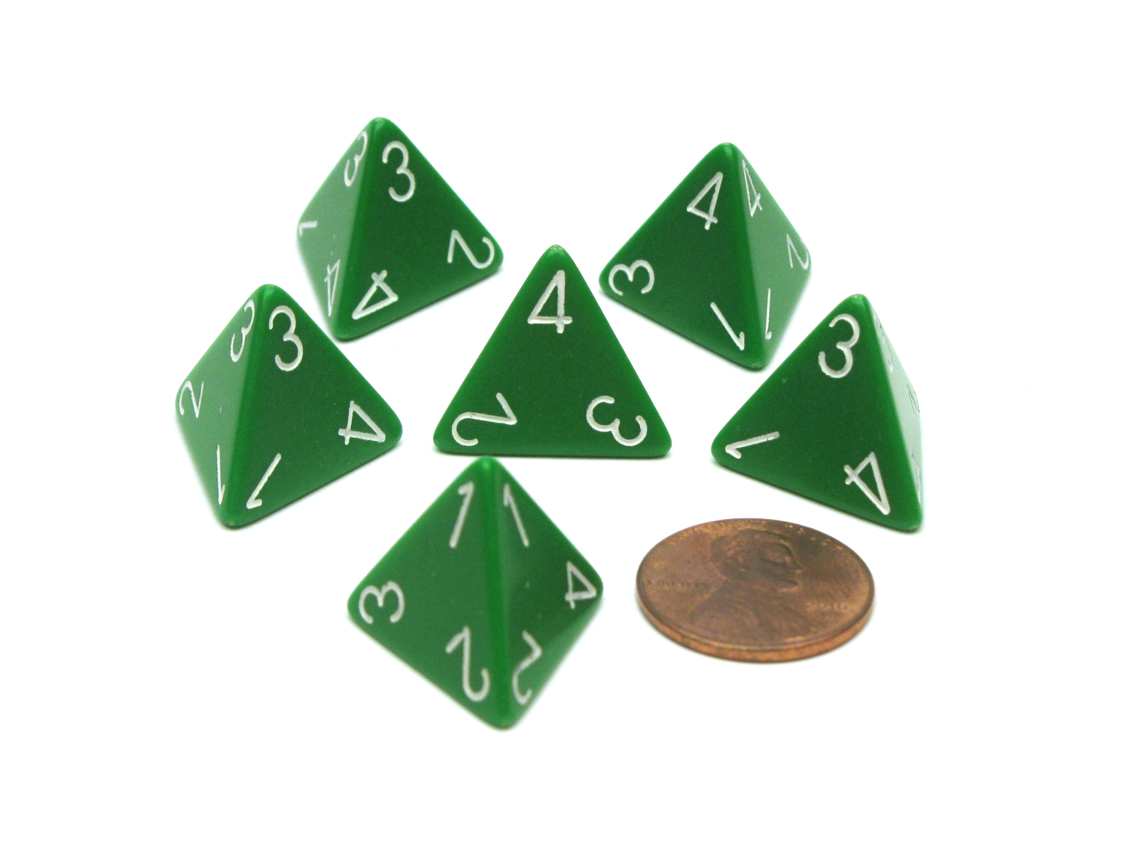 Opaque 18mm 4 Sided D4 Chessex Dice 6 Pieces Green With White Numbers Ebay