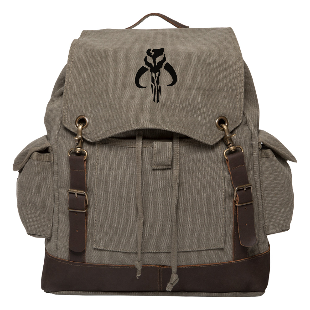 Star Wars Mandalorian Skull Boba Fett Canvas Rucksack Backpack w ...