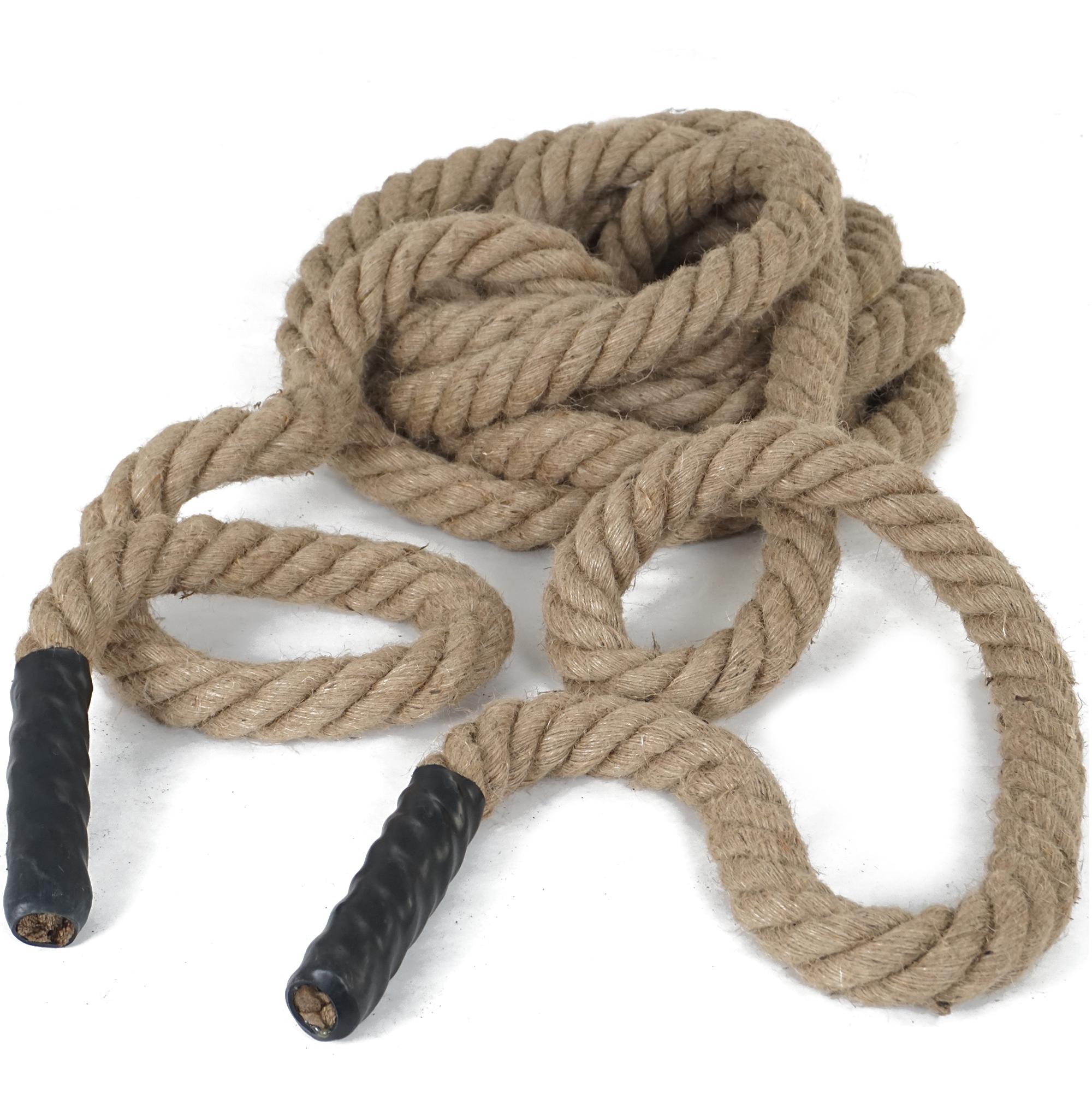 Titan Fitness 30ft-50ft Battle Rope 1.5"-2" HD Manila Hemp Climbing WOD ...
