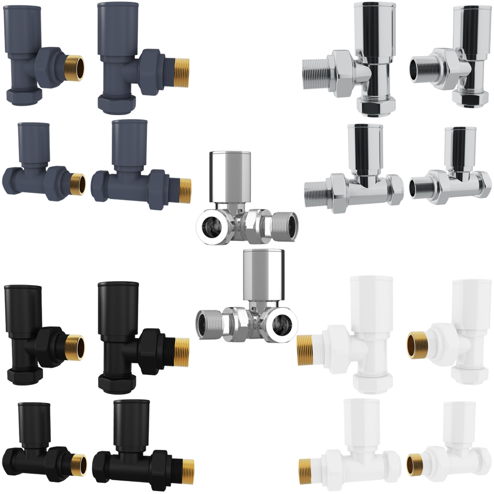 Manual Radiator Valves Brass Angled Corner Straight 1/2" x 15mm *Twin ...