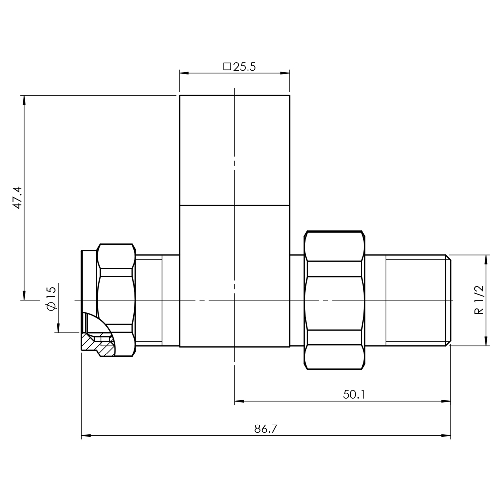 Manual Radiator Valves Brass Square Angled Straight 1/2" x 15mm *Twin ...