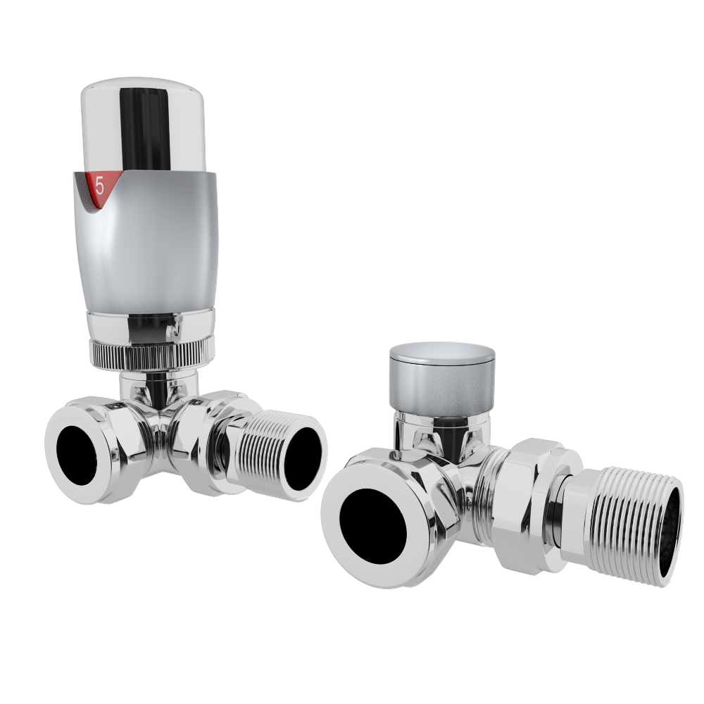 Thermostatic TRV Radiator Valves 1/2" x 15mm Angled/Corner/Straight ...