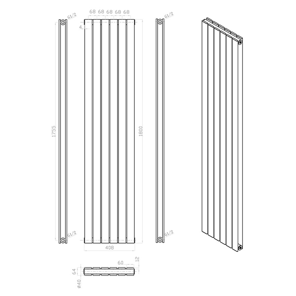Radiator Flat Panel Vertical Tall Heater Horizontal Designer Central ...