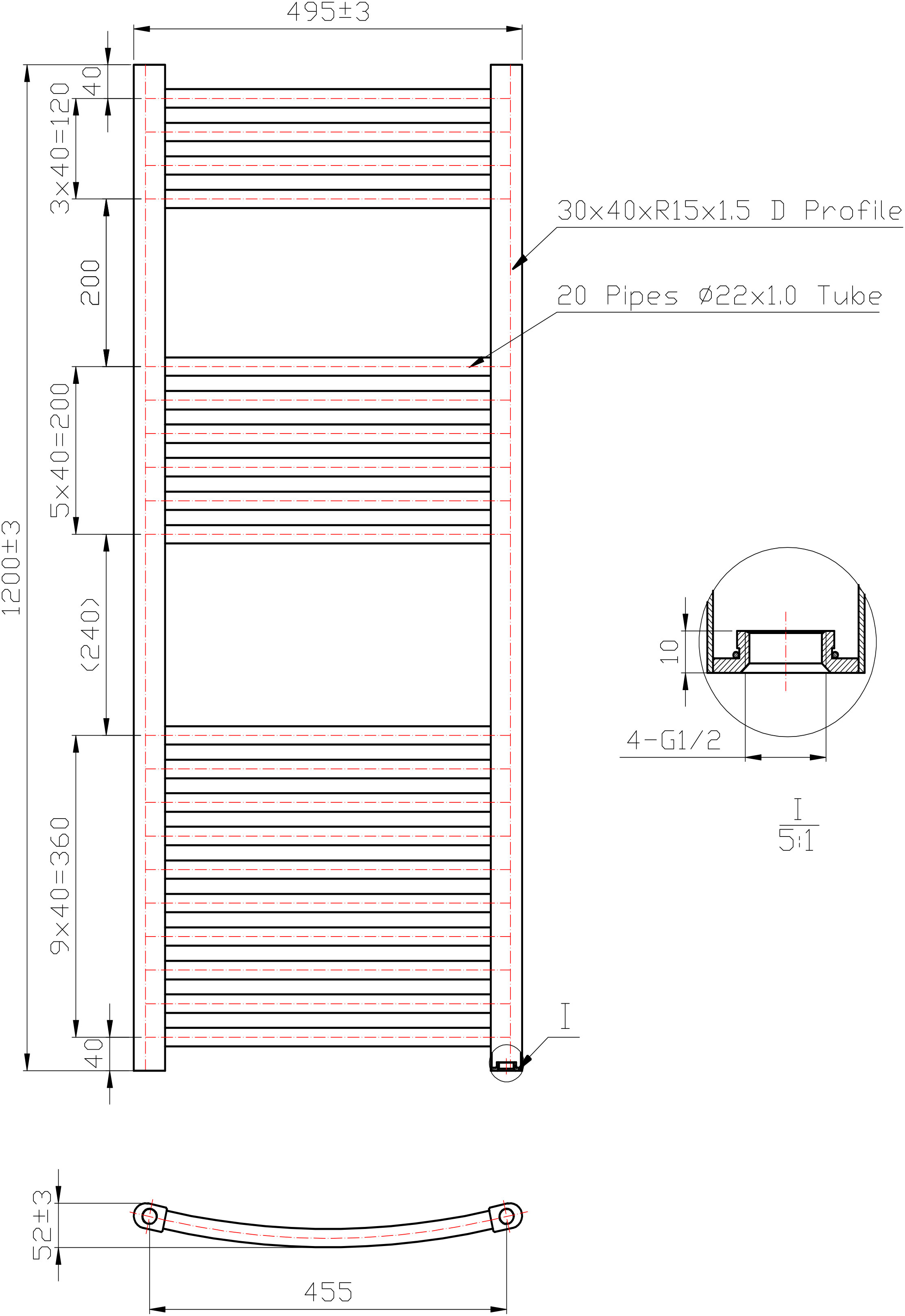 Towel Radiator Towel Rail Matte Black Ladder Heated Bathroom Curved ...