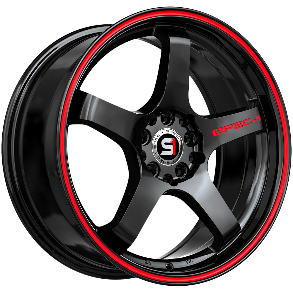 (Set of 4) Spec-1 SPT-31 18x8.5 5x110/5x4.5" +38mm Black/Red Wheels ...