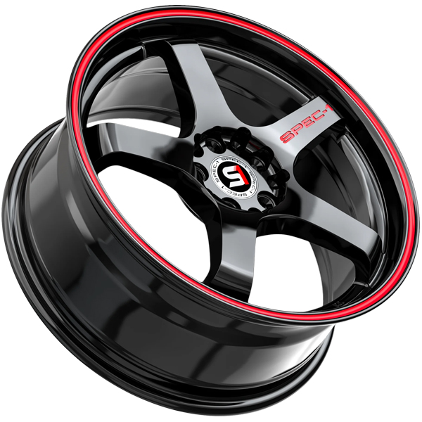 (Set of 4) Spec-1 SPT-31 18x8.5 5x110/5x4.5" +38mm Black/Red Wheels ...
