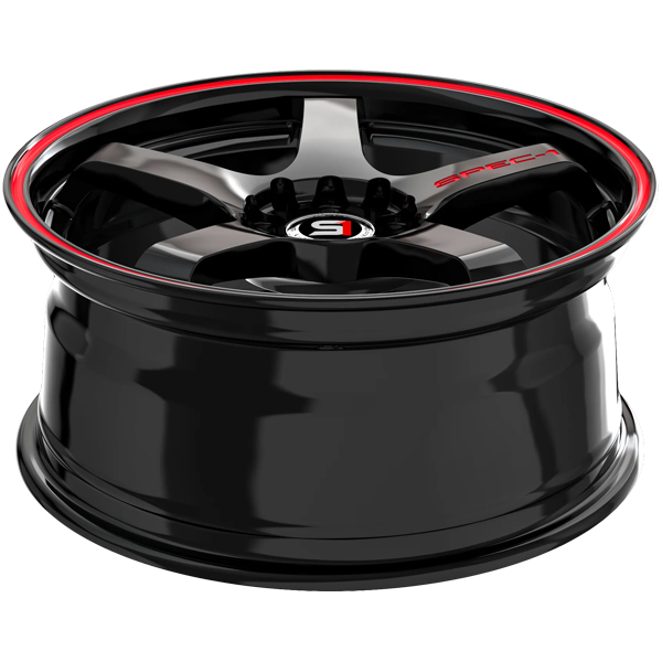 (Set of 4) Spec-1 SPT-31 18x8.5 5x110/5x4.5" +38mm Black/Red Wheels ...