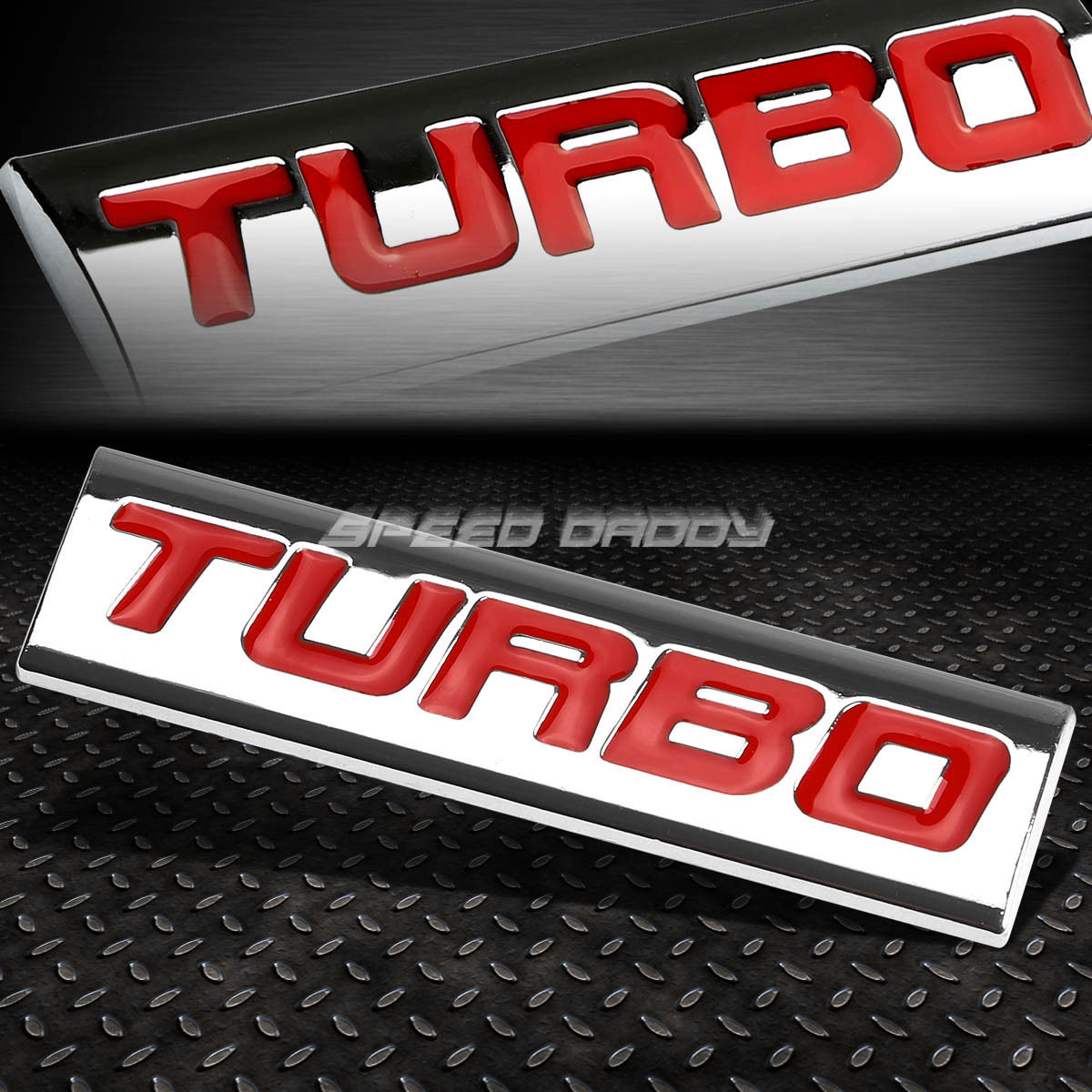 METAL EMBLEM CAR BUMPER TRUNK FENDER DECAL LOGO BADGE CHROME RED TEXT ...