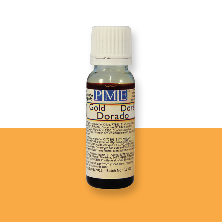 PME Gold Edible Airbrush Spray Colour 25g Icing Cake Food Sugarpaste ...