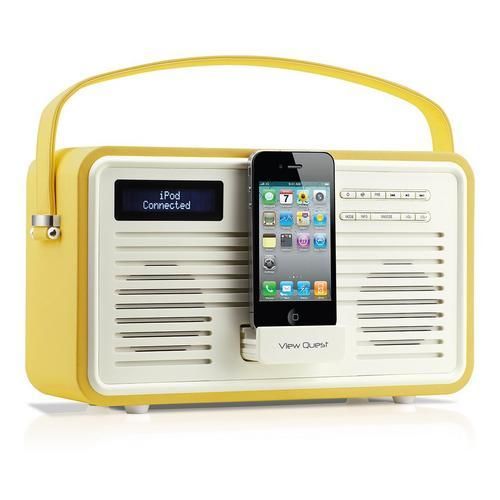 ViewQuest Retro DAB+ FM Radio 8-Pin iPod iPhone Docking Station Mustard ...
