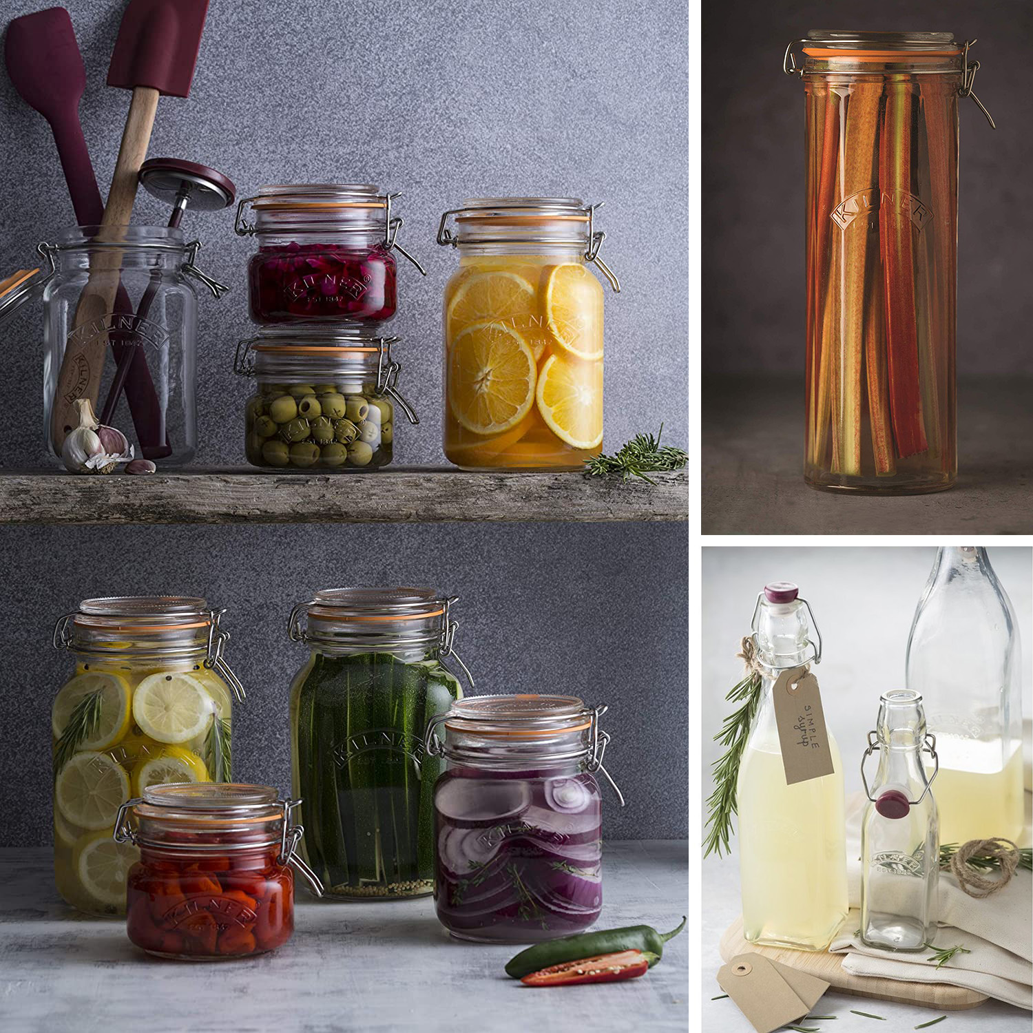 Kilner Clip Top Airtight Storage Jars Pickle Preserving Glass Jar Food ...