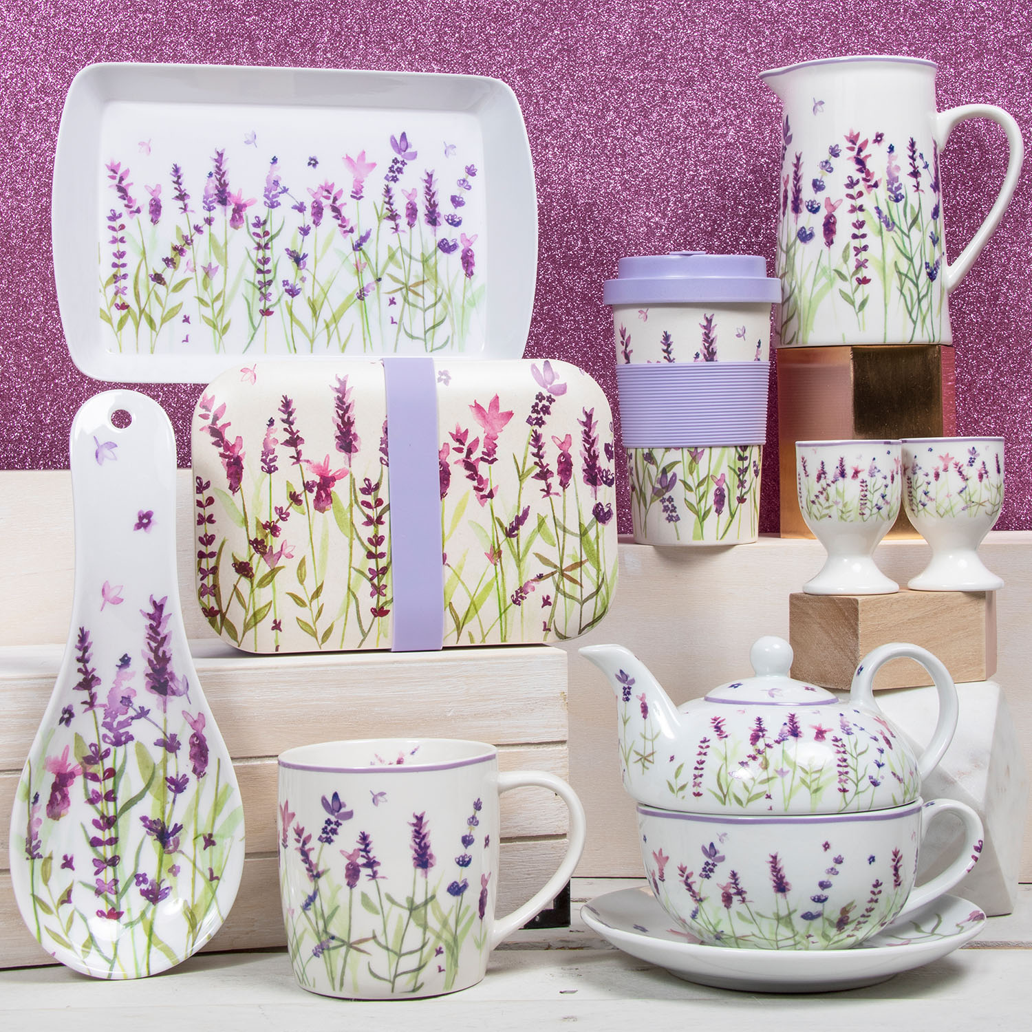 Lavender Theme Tableware Fine China Kitchen Storage Canisters Jars ...