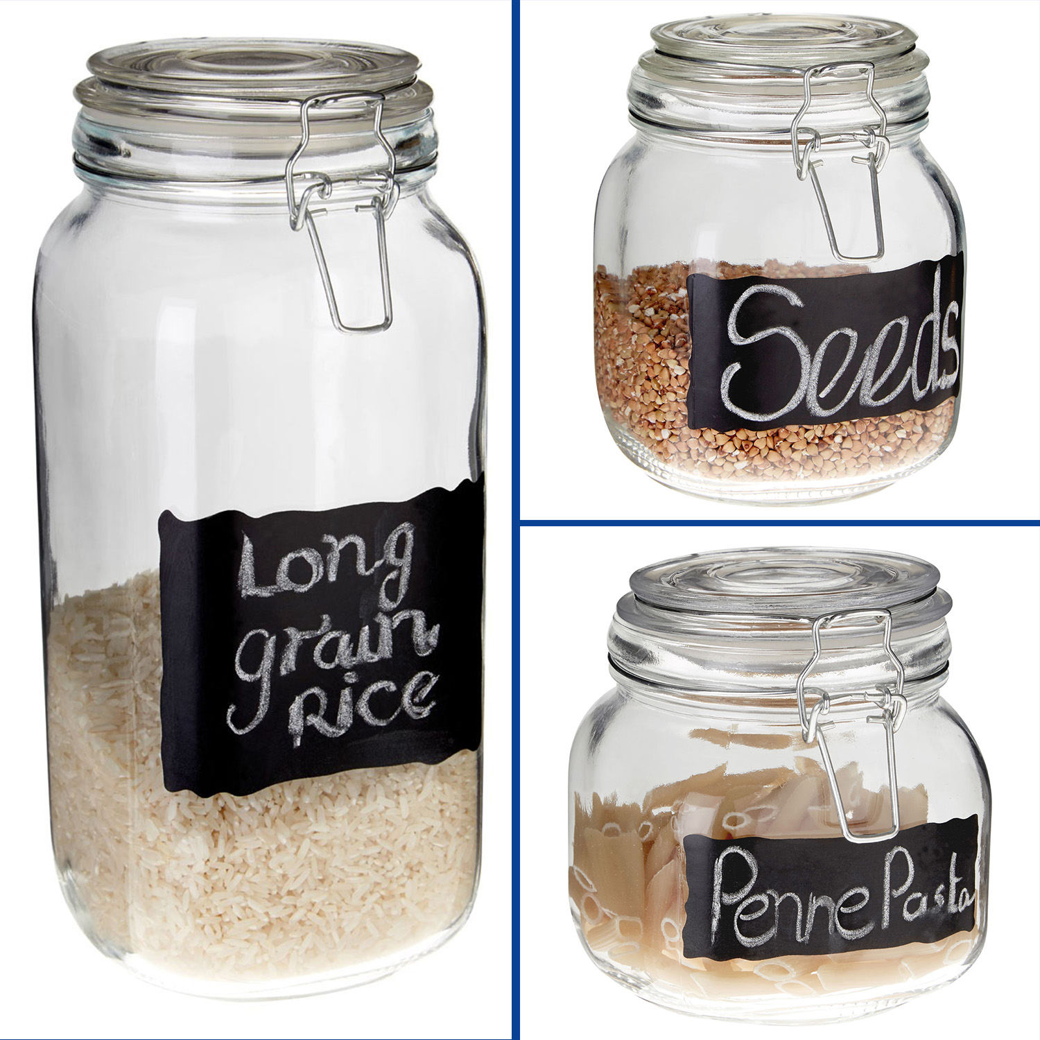 Mason Glass Jam Preserve Jars Clip Top Lid Airtight Storage Jar Food ...