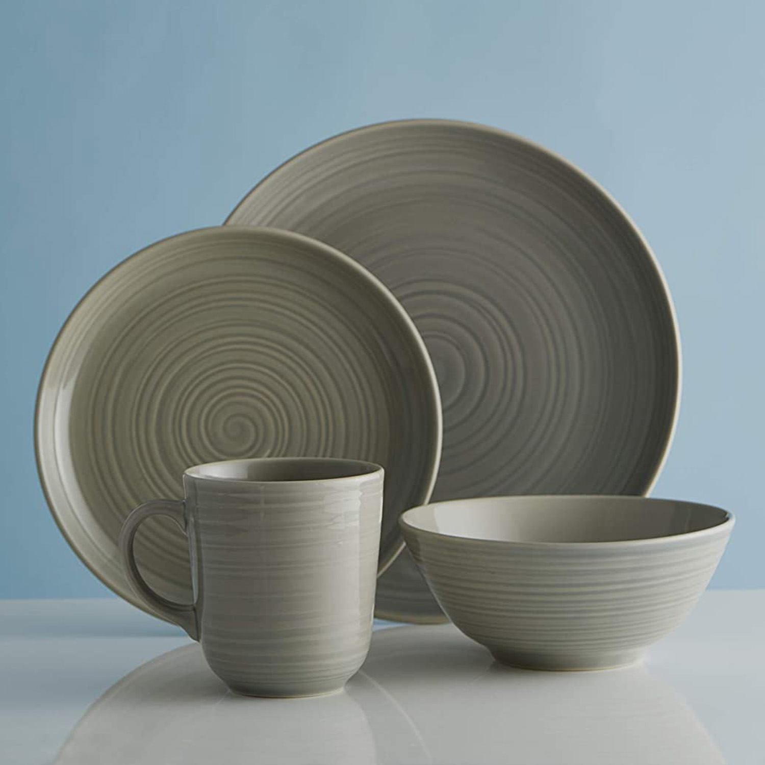 Ripple Effect Stoneware Dinner Set Crockery Dining Plates Bowls Mugs ...