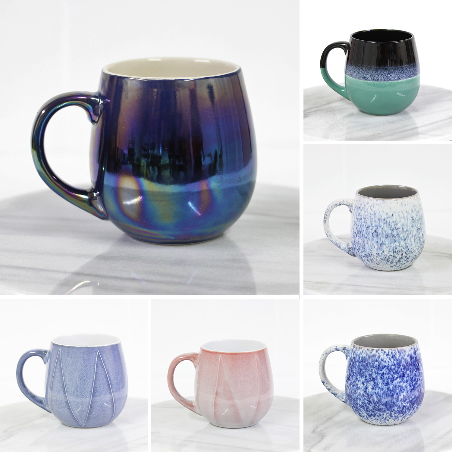 500ml Stoneware Coffee Mugs Reactive Glazed Snug Mug Tea Hot Drinks ...