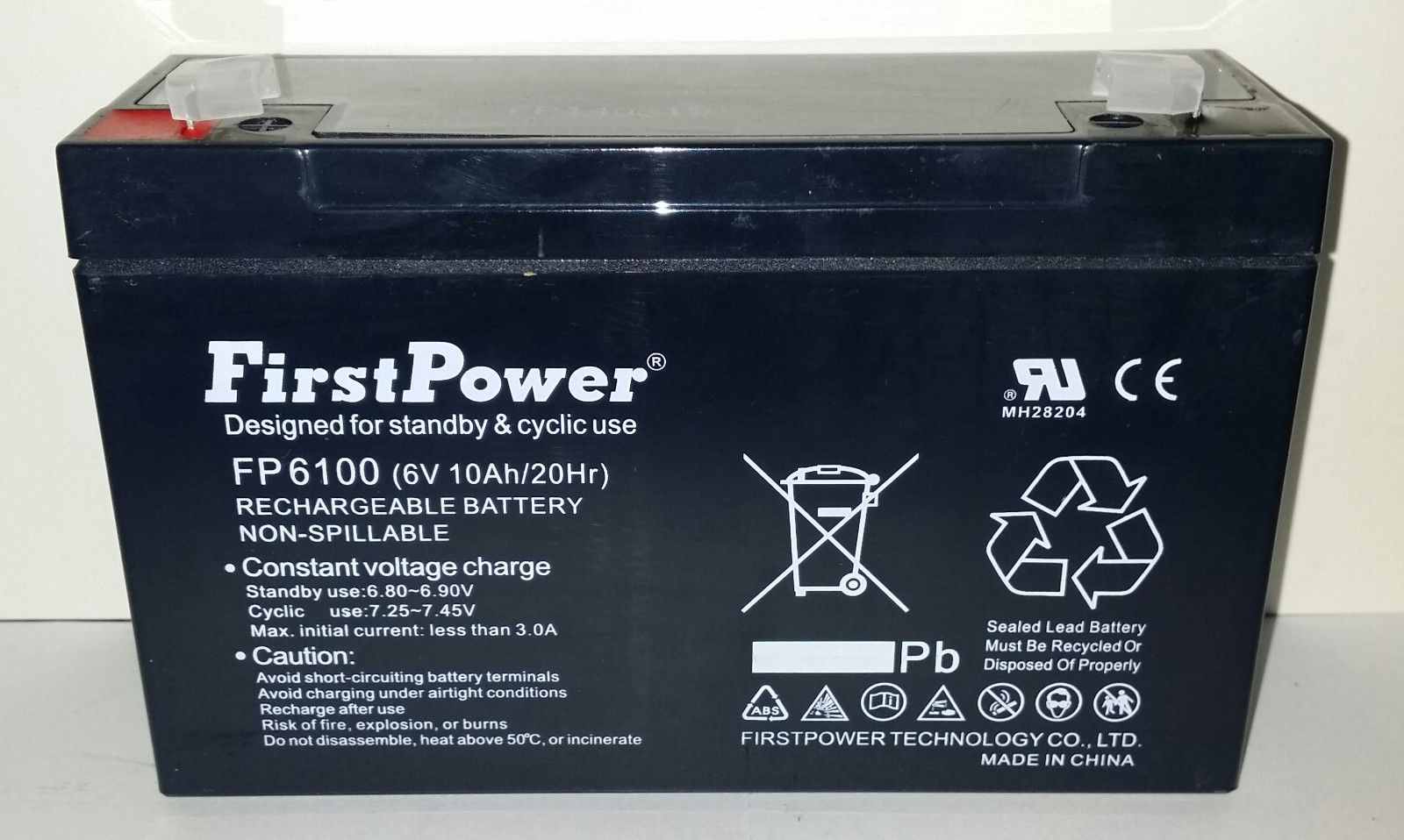 First Power FP6100 6v 10ah Rechargeable Sealed Lead Acid Battery for ...