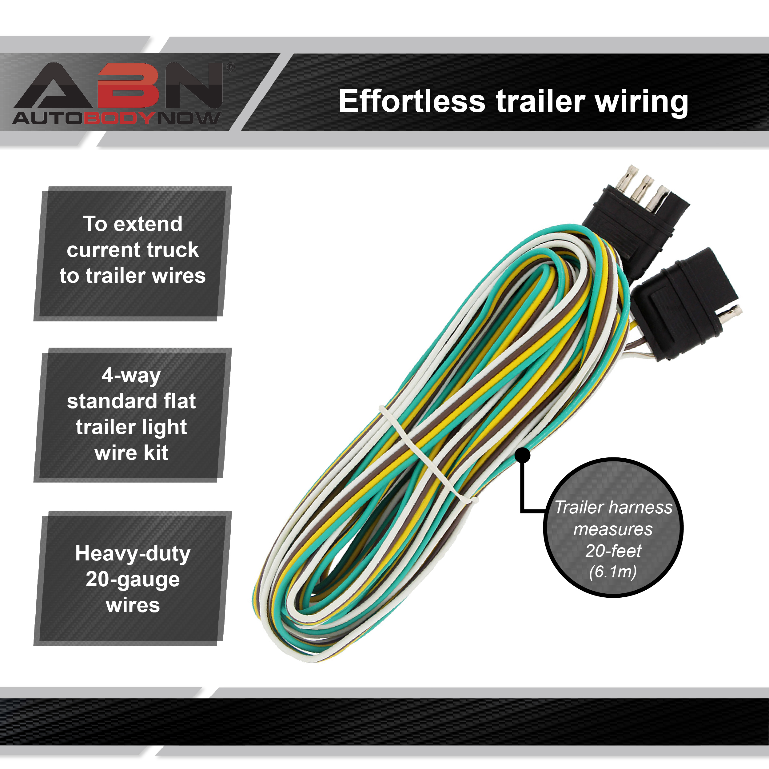 ABN Trailer Wiring Harness Extension 4 Pin Trailer Wiring Connector | eBay