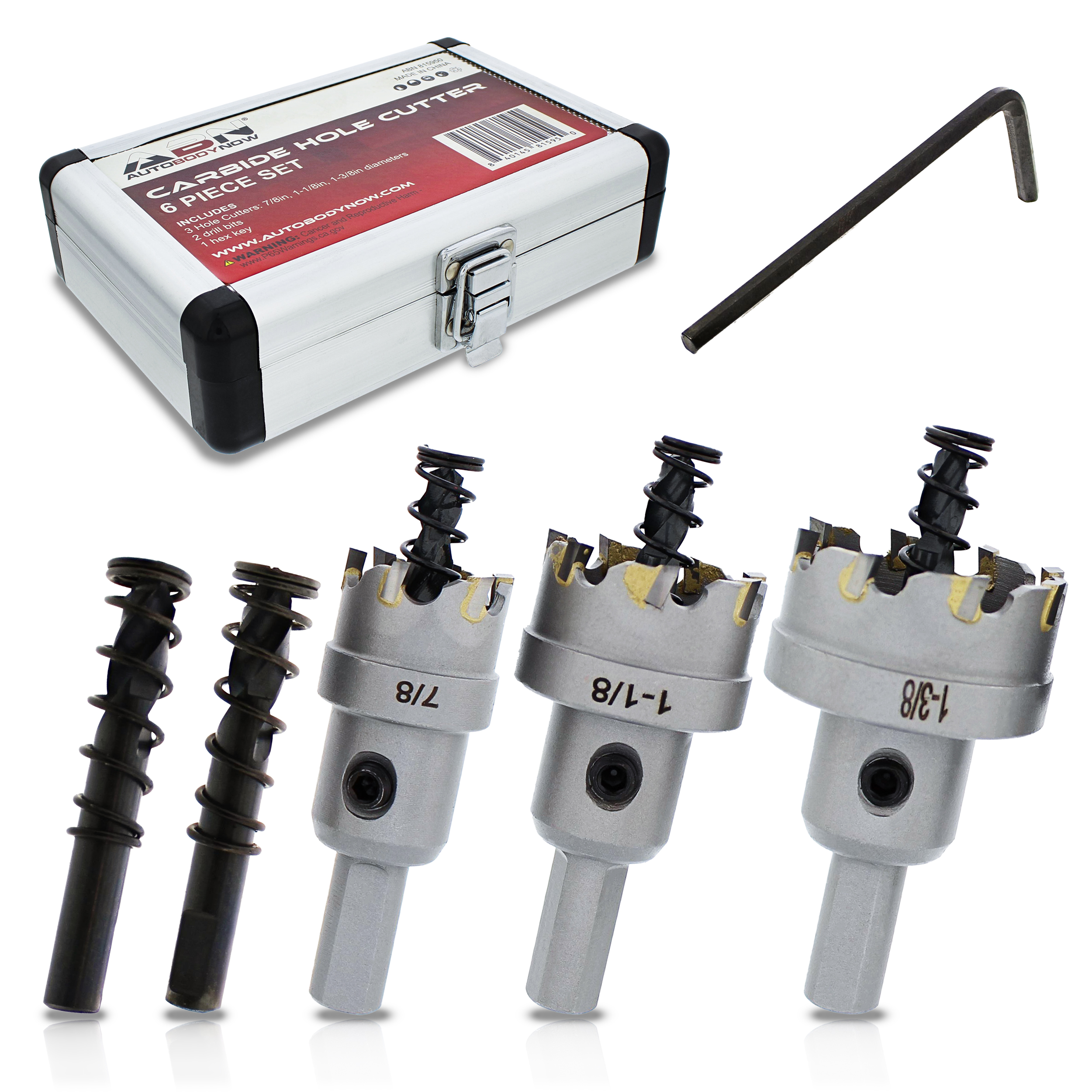 ABN Carbide Hole Cutter Set - 6pc Metal Hole Saw Kit for Making Holes ...