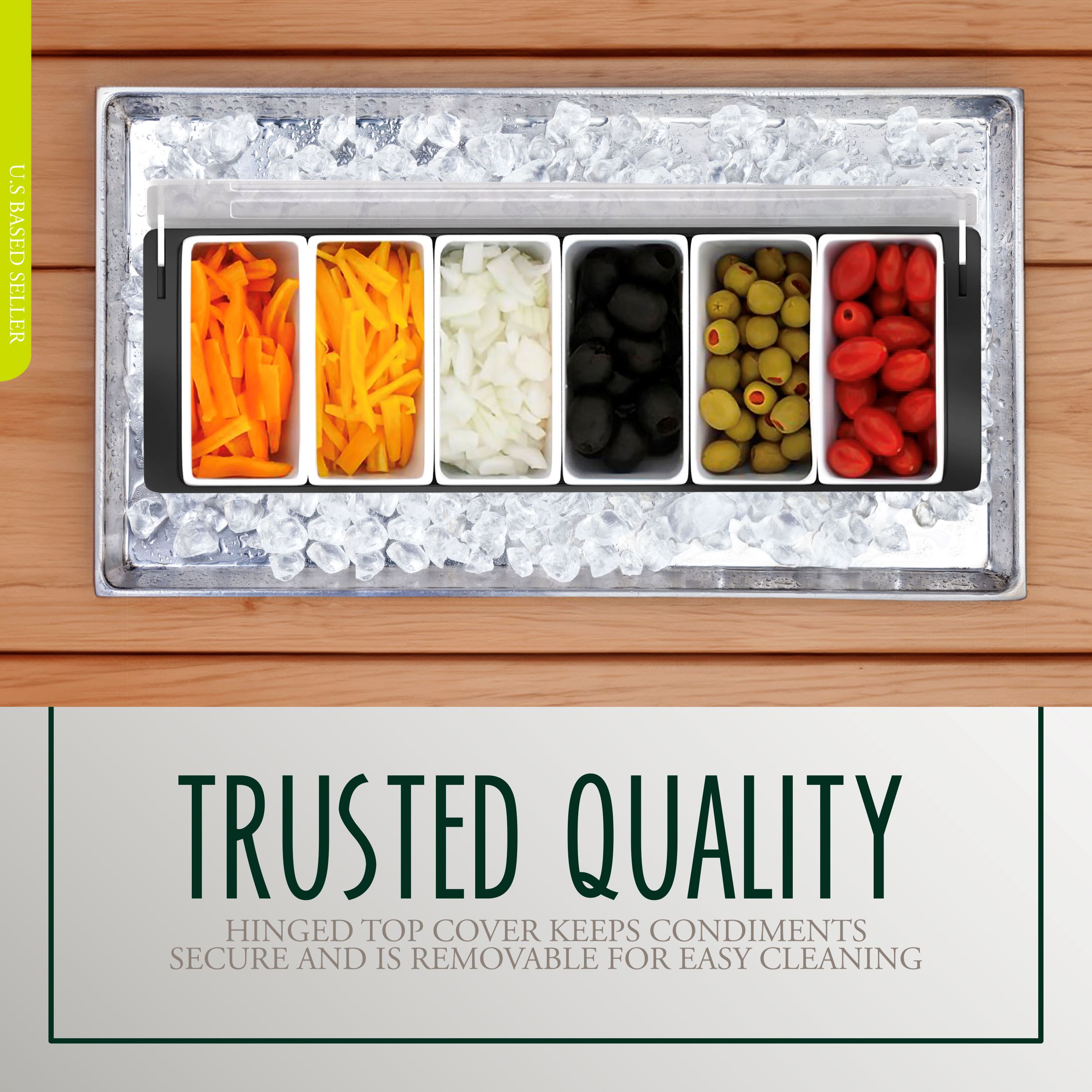 Ice Cooled Condiment Serving Container Chilled Garnish Tray Bar Caddy ...
