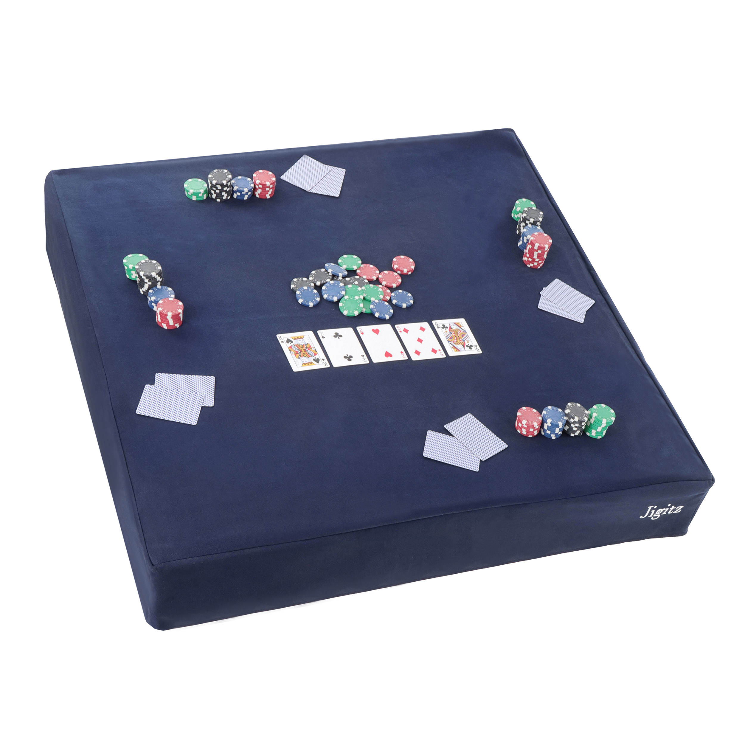 Jigitz Fitted Game Table Cover Blue - Poker Felt Table Cover 34in x ...