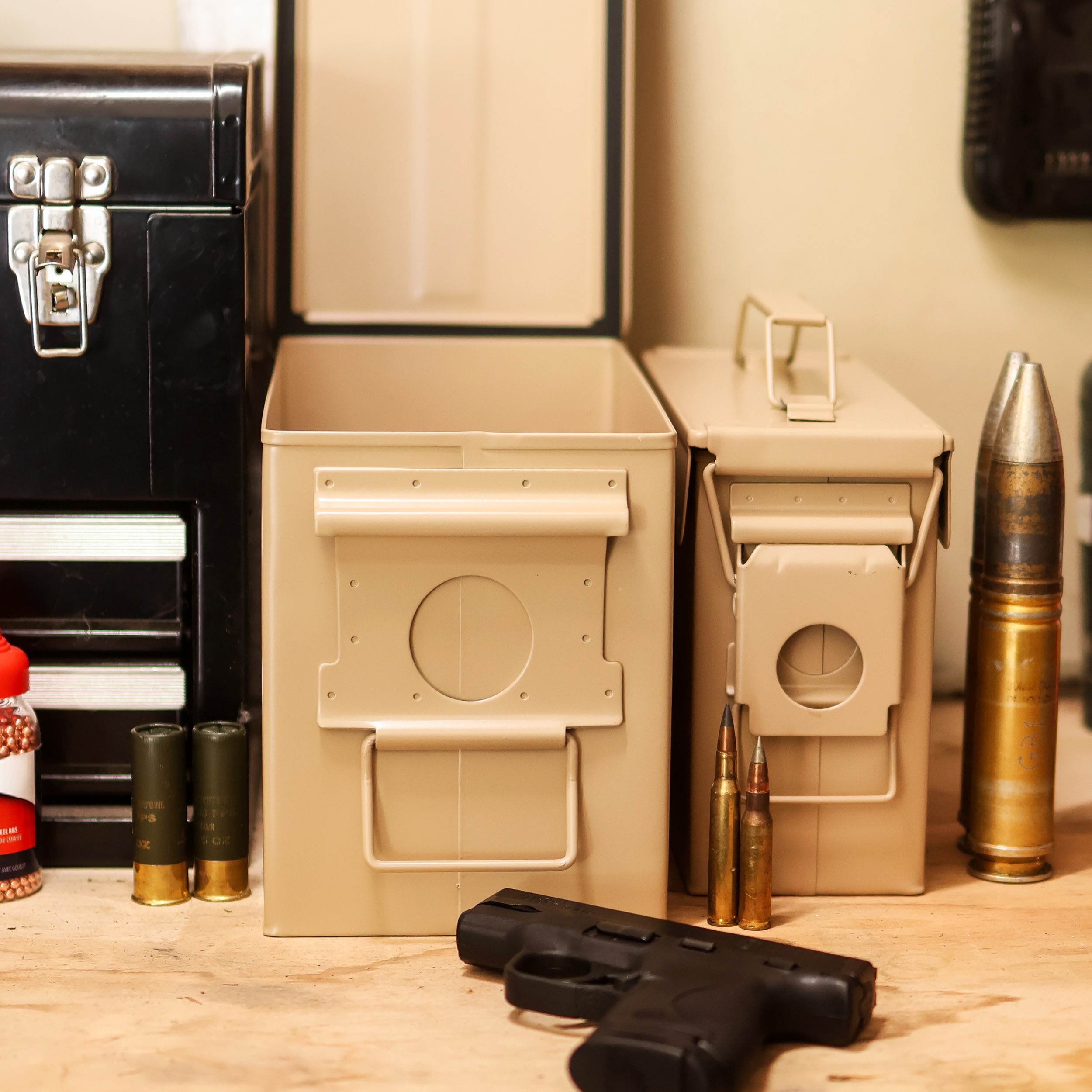 Redneck Convent Ammo Storage Box - Tan .50 Caliber Ammunition Flip Top ...