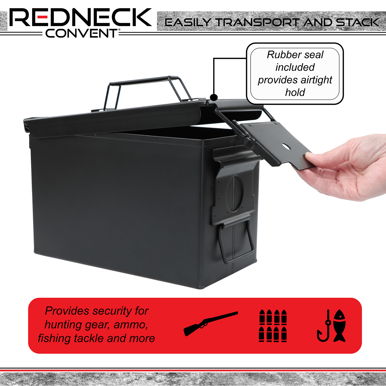 RC Black Waterproof Ammo Box Set - 30 and 50 Cal Large Ammo Storage ...