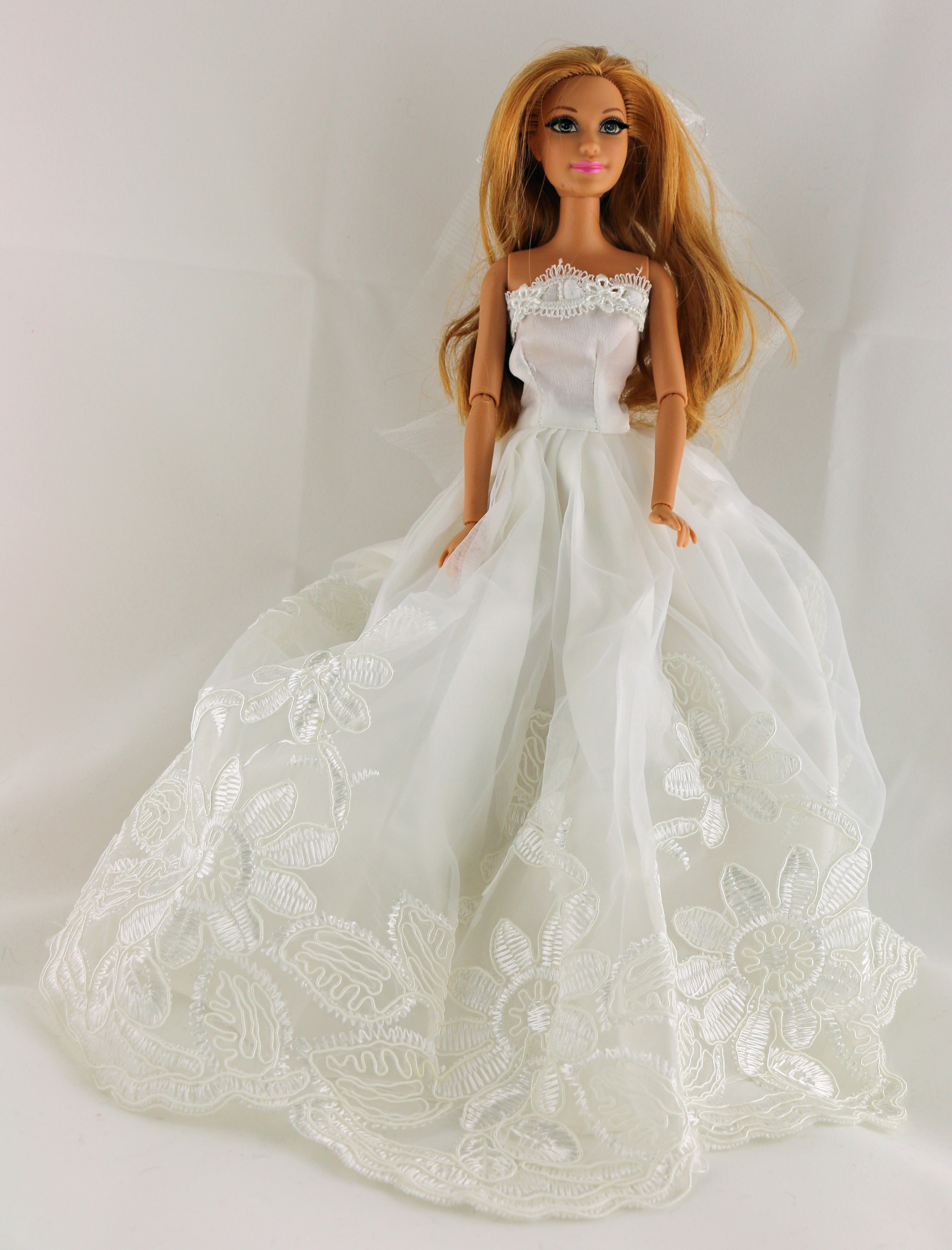 White Wedding Dress with Lots of Nice Details with Veil and Gloves | eBay