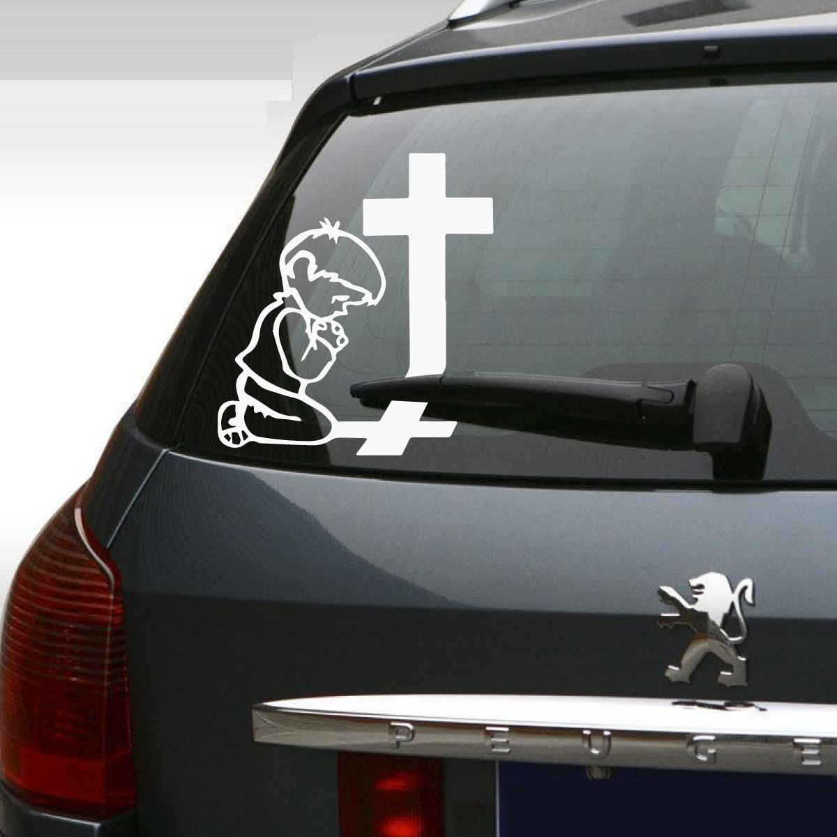 Boy Praying At Cross | Car Decals | The Decal Guru