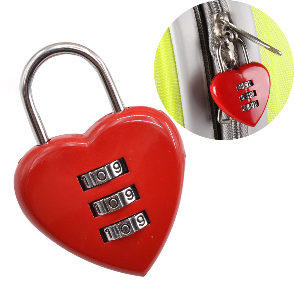 3 Digit Heart Shaped Combination Password Safety Lock Padlock Love ...