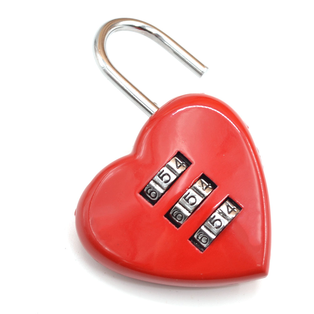 3 Digit Heart Shaped Combination Password Safety Lock Padlock Love ...