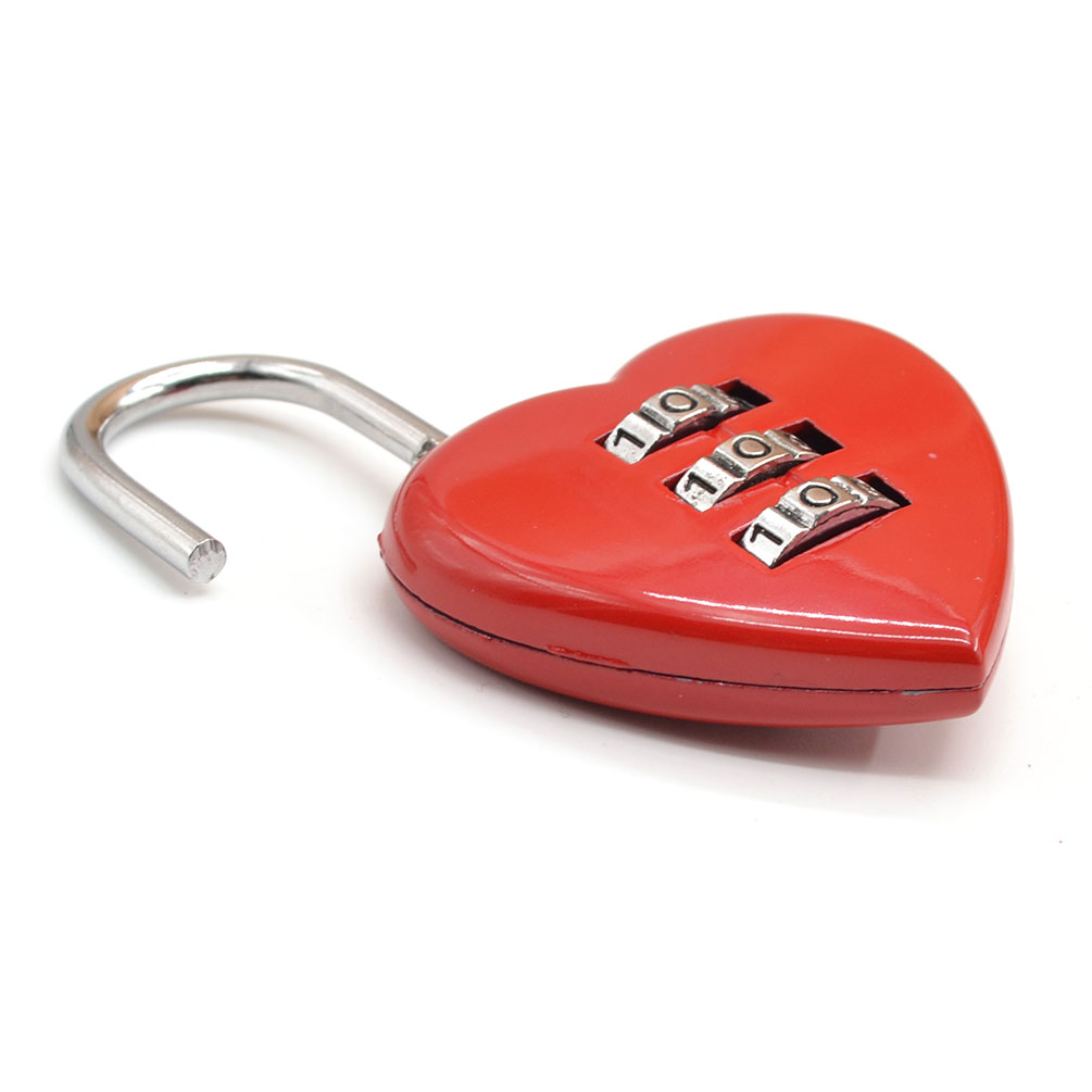 3 Digit Heart Shaped Combination Password Safety Lock Padlock Love ...