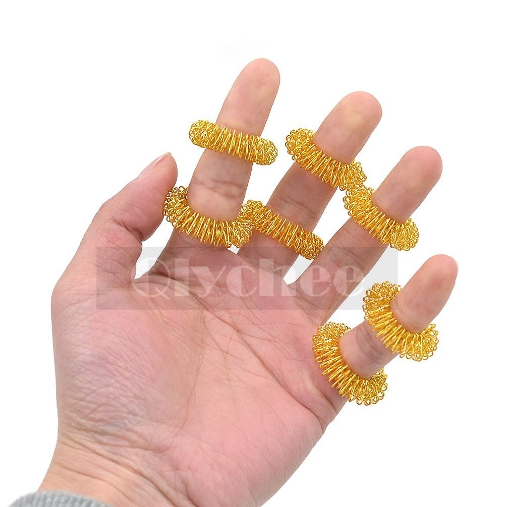 10X Finger Massage Rings Acupuncture Ring Health Care Gold Silver ...
