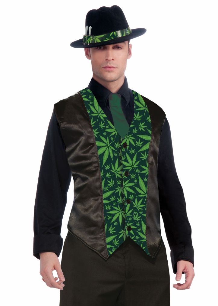 Marijuana Vest Costume Accessory Mens Adult Weed Pot Leaf Gangster ...