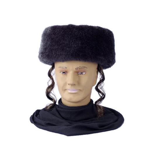 Shtreimel Hat with Payes Adult Haredi Jewish Men Russian Black Costume ...