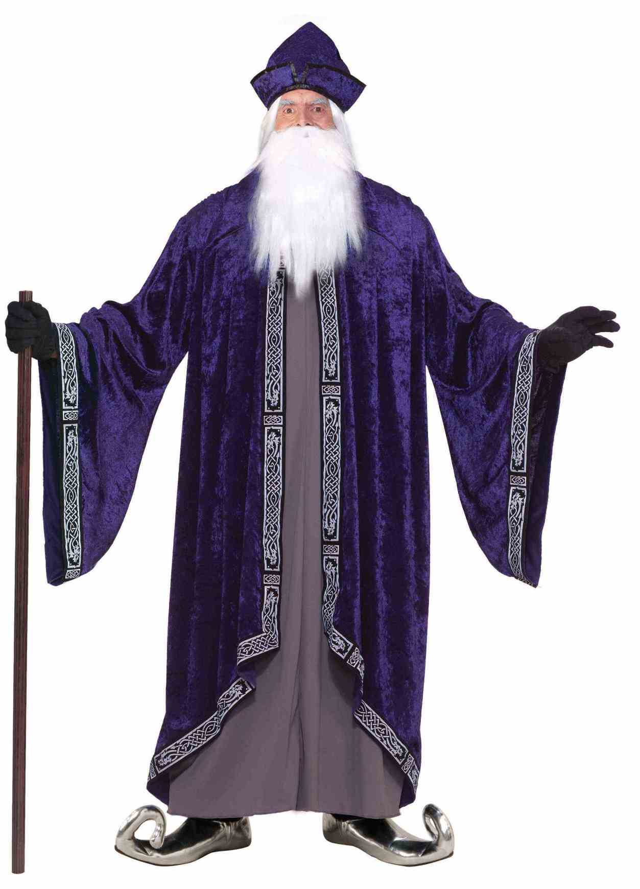 Purple Grand Wizard Adult Costume Robe Wiseman Witches Mens Plus Size ...