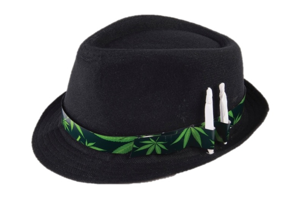Marijuana Black Fedora Hat Adult Costume Accessory 420 Cannabis Joints ...