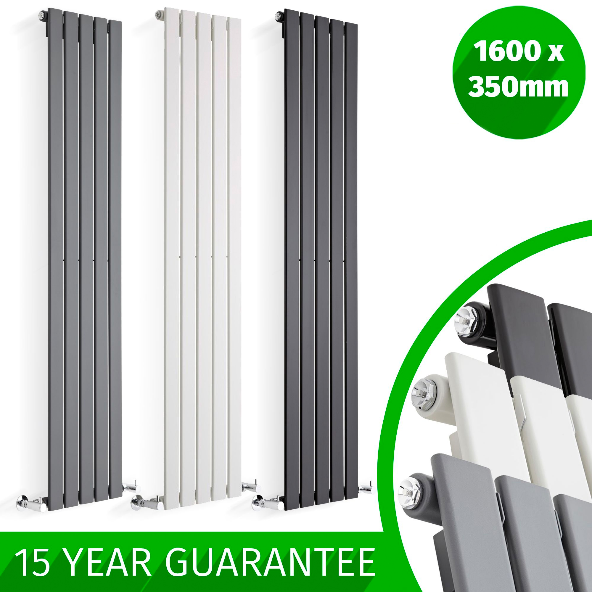 DESIGNER RADIATORS Vertical Horizontal Flat Panel Tall Upright Column ...