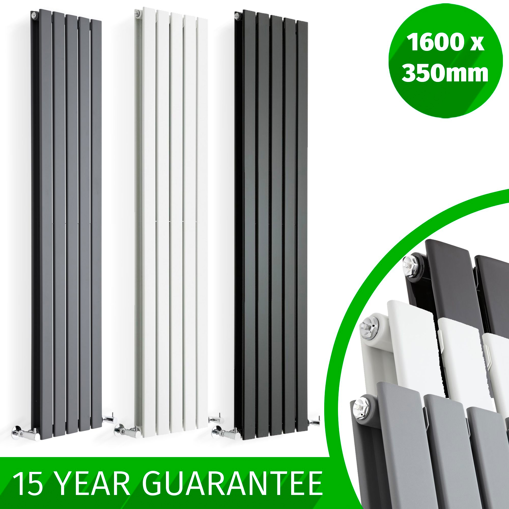 DESIGNER RADIATORS Vertical Horizontal Flat Panel Tall Upright Column ...