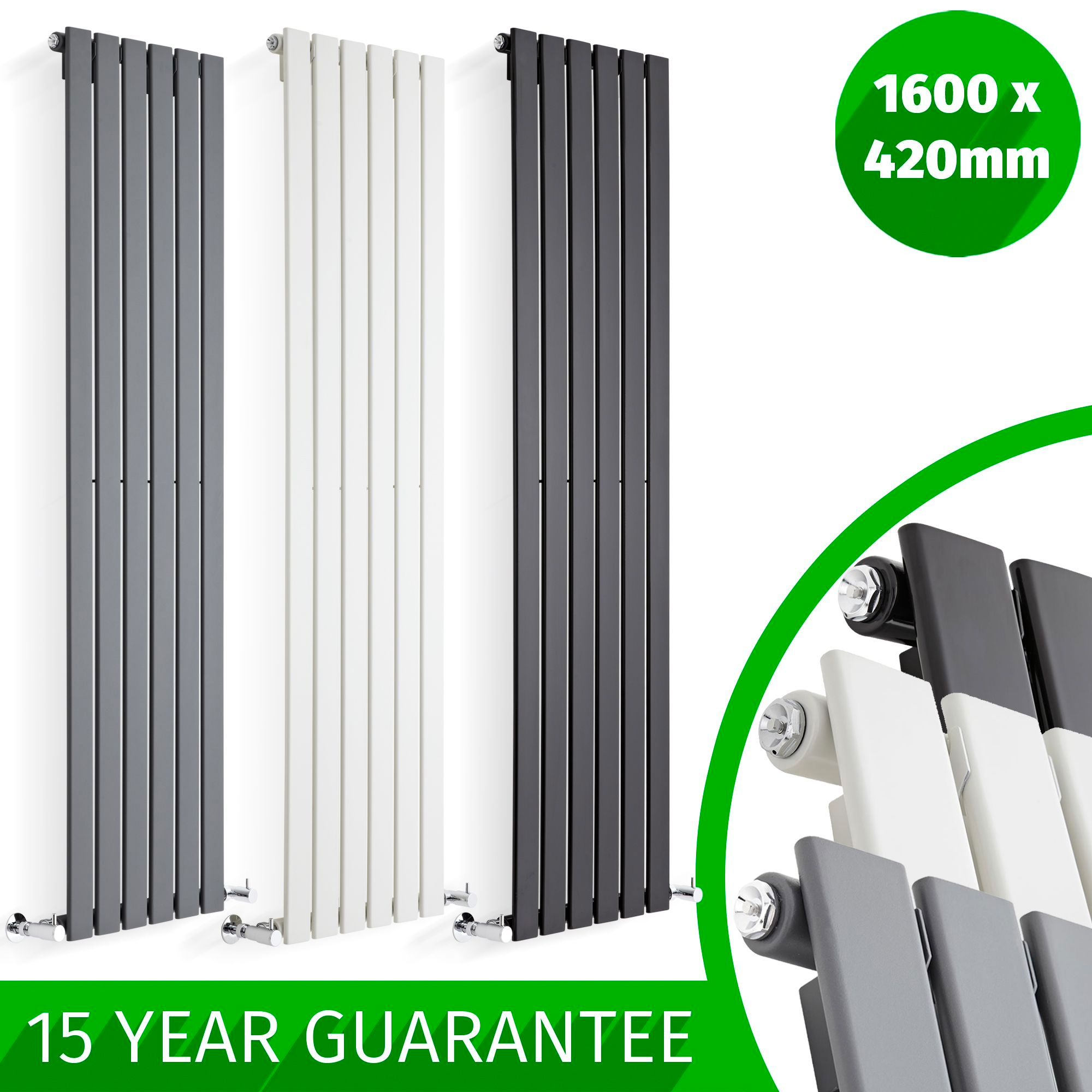 DESIGNER RADIATORS Vertical Horizontal Flat Panel Tall Upright Column ...